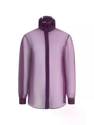 Alberta Ferretti Ruffled High-neck Shirt - Purple