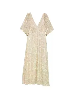 MAISON123 Floral Print Flutter-sleeve Midi Dress