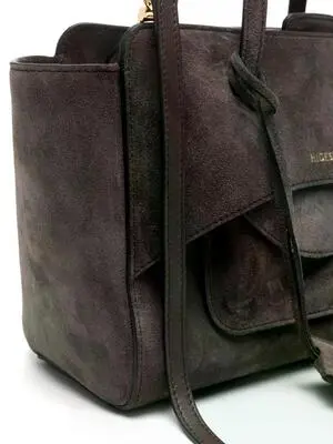 HIDESINS Flap Suede Logo-stamp Tote Bag - Brown