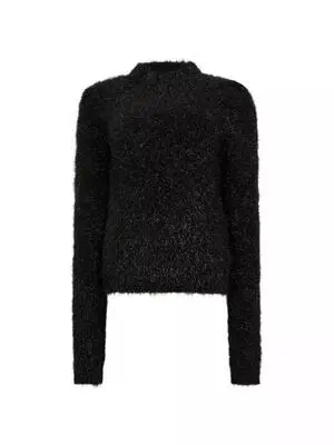 Alberta Ferretti Fuzzy-knit Long-sleeve Sweater - Black