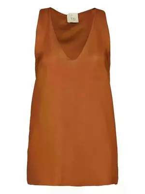 PAULA Serena V-neck Silk Tank Top - Orange