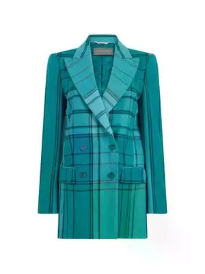 Alberta Ferretti Double-breasted Checkered Blazer - Blue