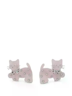 YVMIN Cat-motif Crystal-embellished Hair Clips - Pink