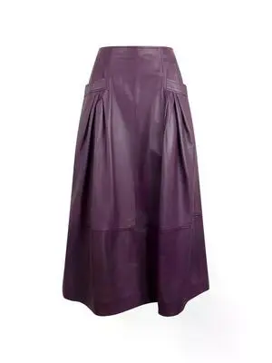 Alberta Ferretti Pleated Leather Skirt - Purple