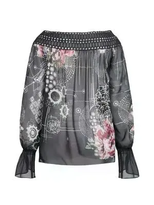 Alberta Ferretti Floral-print Blouse - Black
