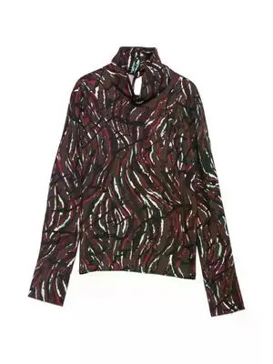 Proenza Schouler White Label Abstract Print High Neck Top - Brown