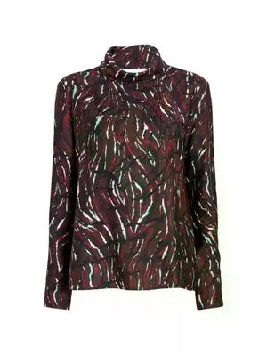 Proenza Schouler White Label Abstract Print High Neck Top - Brown