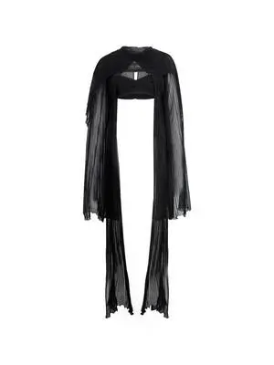 Alberta Ferretti Pleated Silk-chiffon Top - Black