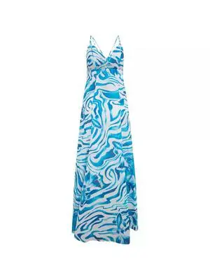Alberta Ferretti Graphic-print Spaghetti-strap Maxi Dress
