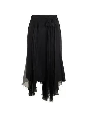 Alberta Ferretti Asymmetrical Silk Midi Skirt