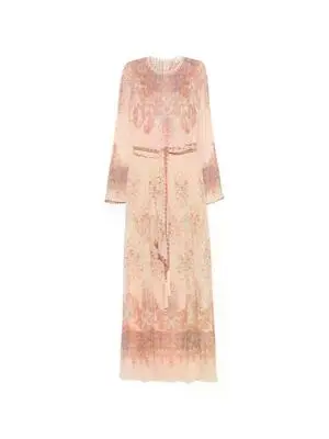 Zimmermann Paisley-print Belted Maxi Dress - Pink