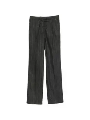 Herno Charcoal Pinstripe Pleated Tailored Trousers - Grey