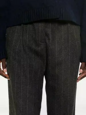 Herno Charcoal Pinstripe Pleated Tailored Trousers