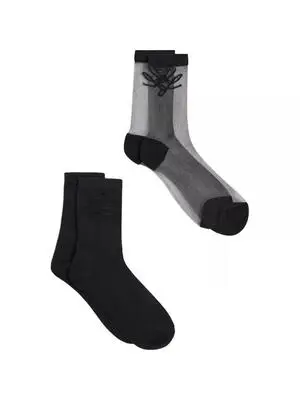Karl Lagerfeld Autograph Mesh And Rhinestone Socks - Black