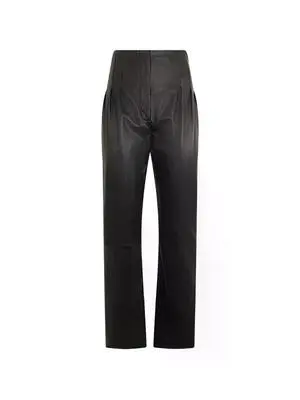 Alberta Ferretti Pleated Leather Trousers - Black