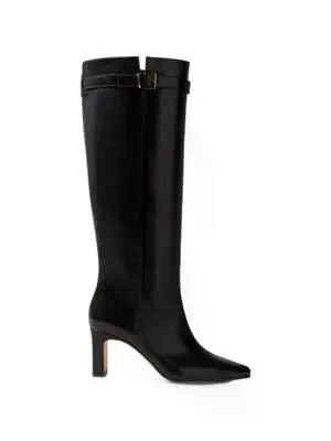 Claudie Pierlot Leather Buckle Detail Knee High Boots - Black