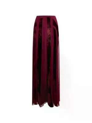 Alberta Ferretti Velvet-panelled Pleated Maxi Skirt - Red