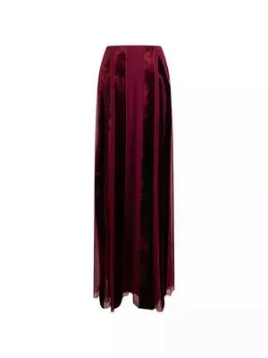 Alberta Ferretti Velvet-panelled Pleated Maxi Skirt