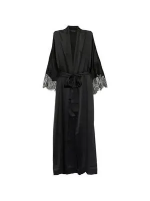 Carine Gilson Lace-trimmed Silk Kimono - Black