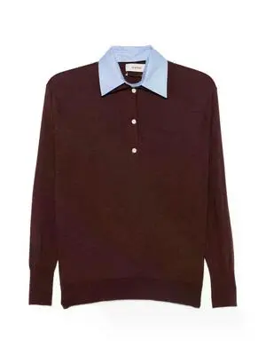 SYSTEM Button-placket Fine Knit Sweater