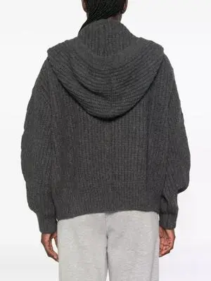 SYSTEM Ribbed-knit Hooded Cardigan With Shawl Lapels