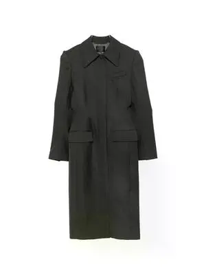 MUGLER Padded-shoulder Concealed-fastening Coat - Grey