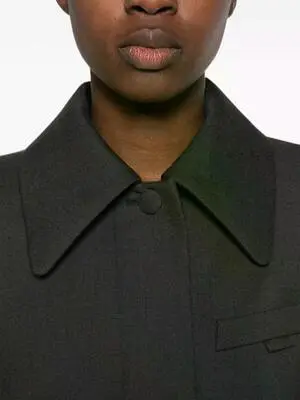 MUGLER Padded-shoulder Concealed-fastening Coat
