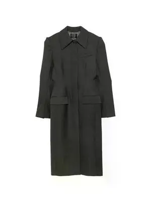 MUGLER Padded-shoulder Concealed-fastening Coat - Grey