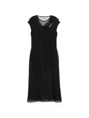 Simone Rocha Crystal Embellished Lace Trim Midi Dress