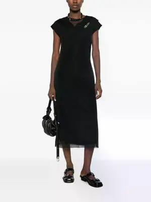 Simone Rocha Crystal Embellished Lace Trim Midi Dress