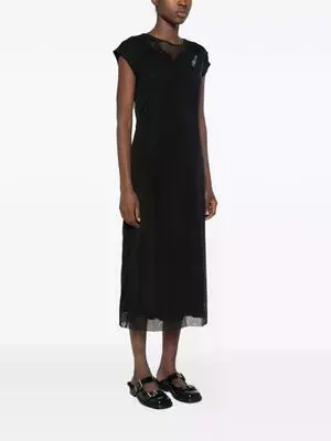 Simone Rocha Crystal Embellished Lace Trim Midi Dress