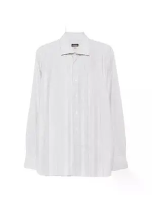 Zegna Vertical-stripe Long-sleeve Shirt - White