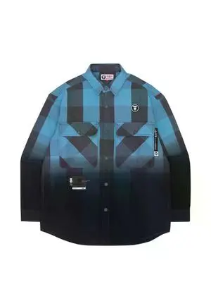 AAPE BY *A BATHING APE Moonface Gradient Plaid Shirt - Blue