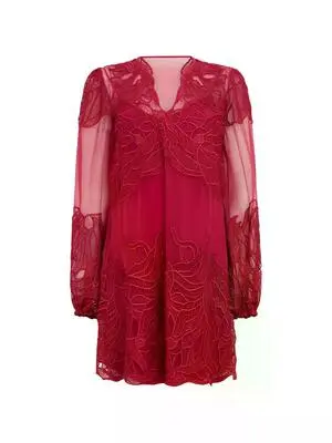 Alberta Ferretti Sheer Sleeve Mini Dress