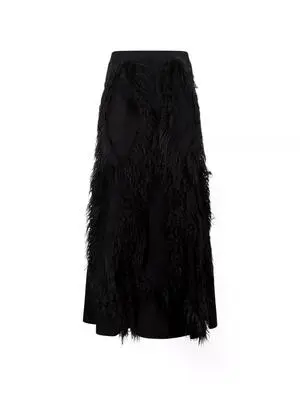 Alberta Ferretti Fringed Panelled Maxi Skirt - Black