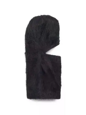 Alberta Ferretti Fuzzy-knit Balaclava - Black