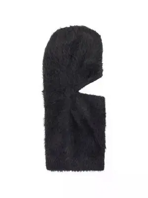 Alberta Ferretti Fuzzy Knit Balaclava - Black