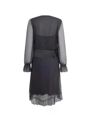 Alberta Ferretti Silk Sheer Sleeve Dress