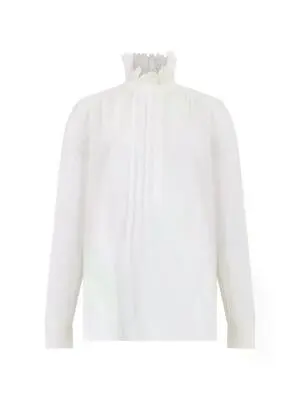 Alberta Ferretti Ruffled High-neck Shirt - White