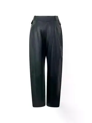 Alberta Ferretti High-waisted Pleated Leather Trousers