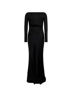 Alberta Ferretti Scoop Neck Long Sleeve Maxi Dress