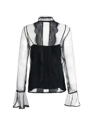 Alberta Ferretti Lace Panelled Sheer Shirt