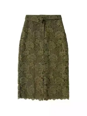 Simone Rocha Peeling Floral Lace Midi Skirt