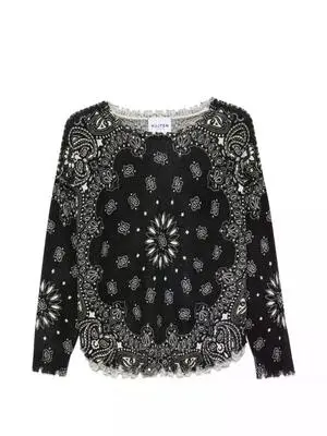 KUJTEN Bandana-print Sweater - Black