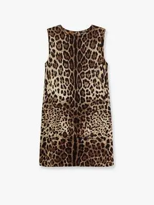 Dolce & Gabbana Leopard Print Silk Dress - Multicolor
