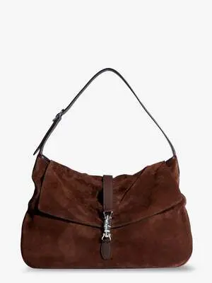 Gucci Jackie Flap Suede Shoulder Bag - Black