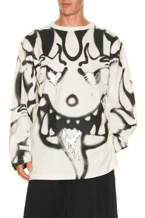 Y3 Aop Gfx Long Sleeve In White - Cloud White