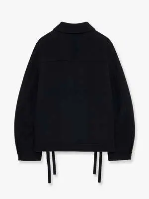 Loewe Wool And Cashmere Workwear Jacket With Monogram Leather Pocket - Black