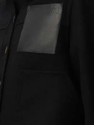 Loewe Wool And Cashmere Workwear Jacket With Monogram Leather Pocket - Black