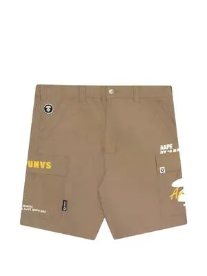 AAPE BY *A BATHING APE Moonface Logo-print Cargo Shorts - Neutrals